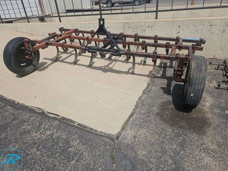 Metal Agricultural Cultivator Frame with Hitch and Wheels - Roller Auctions