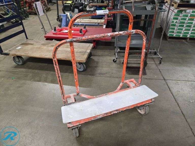 Orange Metal Flatbed Cart - Roller Auctions