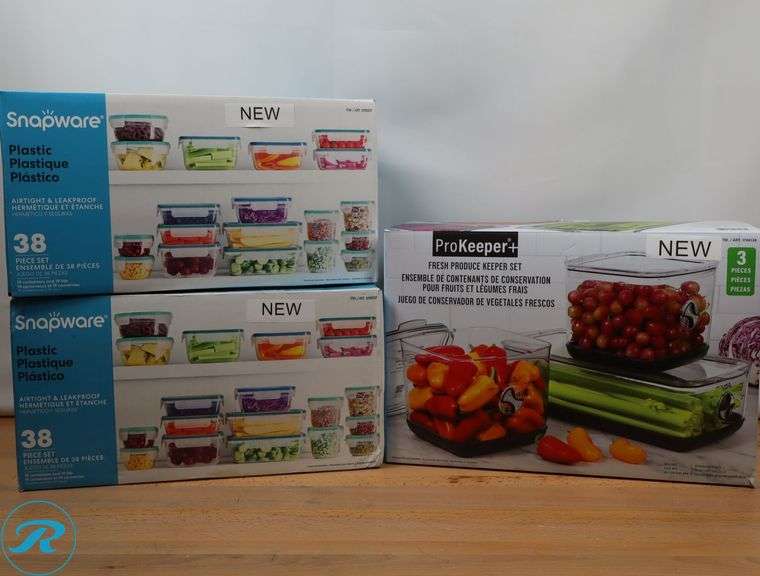 (2) Snapware 38-piece Plastic Food Storage Set - New, (1) ProKeeper+ ...