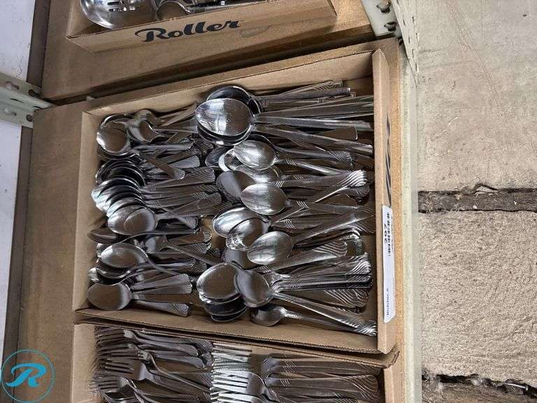 Bulk Stainless Steel Flatware Including Knives, Forks, Spoons - Roller Auctions
