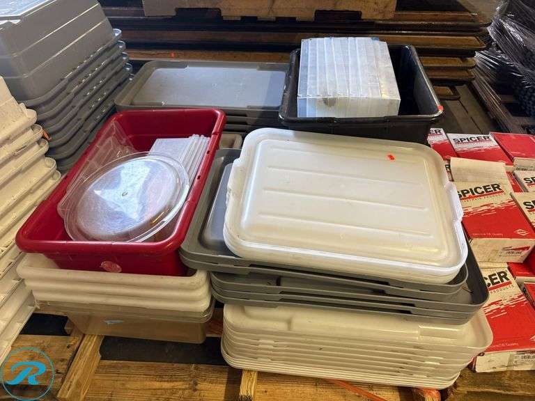 (2) Pallets of Storage Totes with Lids - Roller Auctions