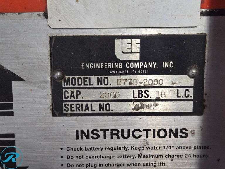 Lee Engineering Co. Presto Model B776-2000 Electric Lift Truck, 2000 lbs Capacity - Roller Auctions