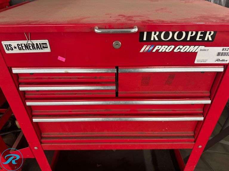 US General Pro 5-Drawer Industrial Roller Cart with Red Finish (No Keys ...