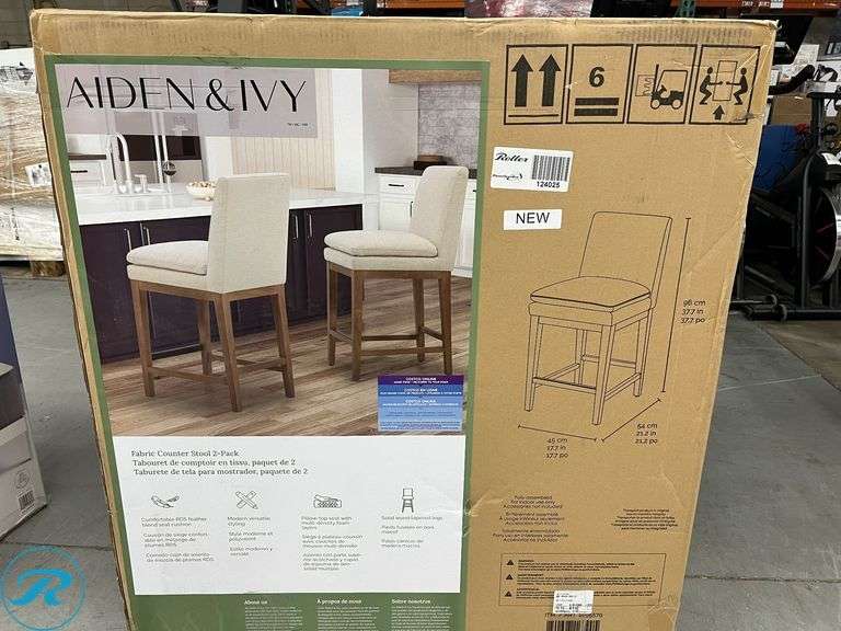 Rylee Fabric Counter Stool, 2-pack - New - Roller Auctions