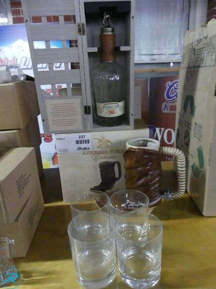 Anheuser Busch Slouch Cowboy Boot Stein, Display Bottle and Whiskey ...