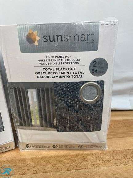 Sunsmart Black Out Curtains - 4 Panels - Silver & Indigo Blue - New ...
