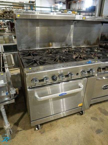 Atosa Cookrite 6-Burner Range With Upper Shelf On Casters, Gas - Roller ...