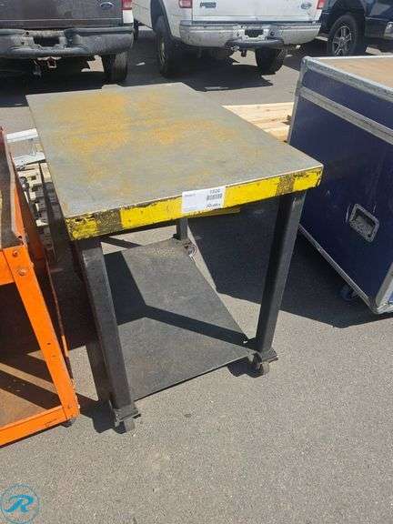 Metal Industrial Rolling Work Table With Shelf - Roller Auctions