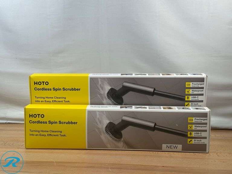 HOTO Cordless Spin Scrubber: 2.5 N·M torque, six brush heads, IPX7 rated - New - Roller Auctions