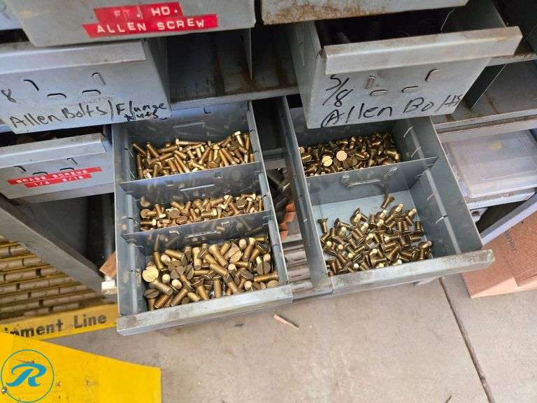 Metal Storage Cabinet with Assorted Fasteners and Hardware - Roller ...