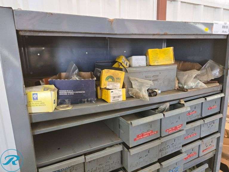 Metal Storage Cabinet with Assorted Fasteners and Hardware - Roller ...