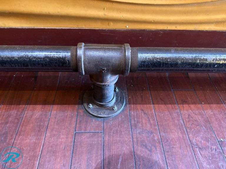 (3) Black Metal Bar Foot Rails with Flange Mounts, Including (2) 315 ...