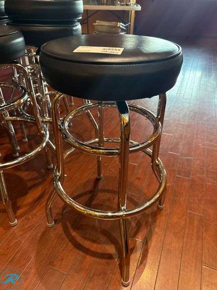 (10) Chrome Frame Bar Stools with Black Vinyl Seats - Roller Auctions