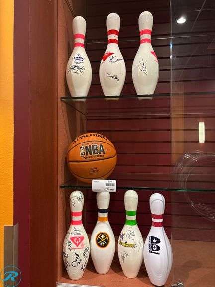 Set of Autographed Bowling Pins and NBA Basketball - Roller Auctions