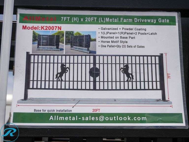 New KJ K2007N 20' Bi-Parting Metal Farm Gates With Mounting Uprights ...