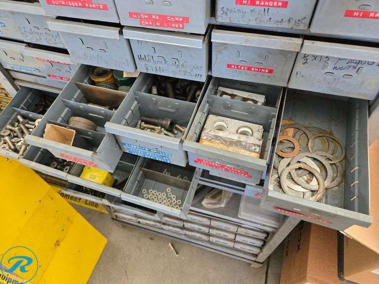 Metal Storage Cabinet with Assorted Fasteners and Hardware - Roller ...