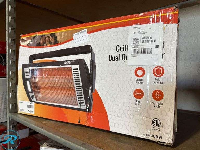 Intertek Model UHQT-V5M Ceiling Mounted Dual Quartz Heater - Roller ...