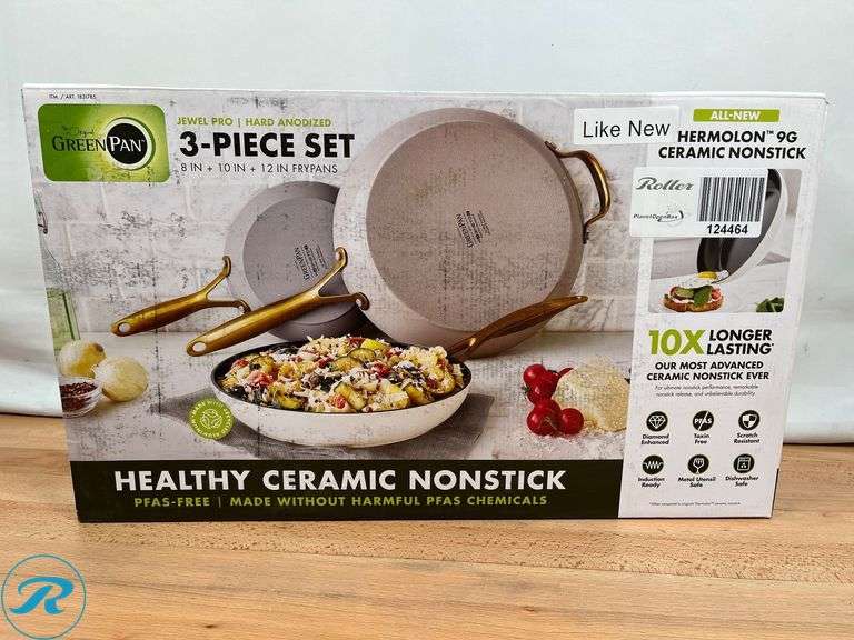 GreenPan Jewel Pro Ceramic Non-Stick 3-piece Fry Pan Set - Like New ...