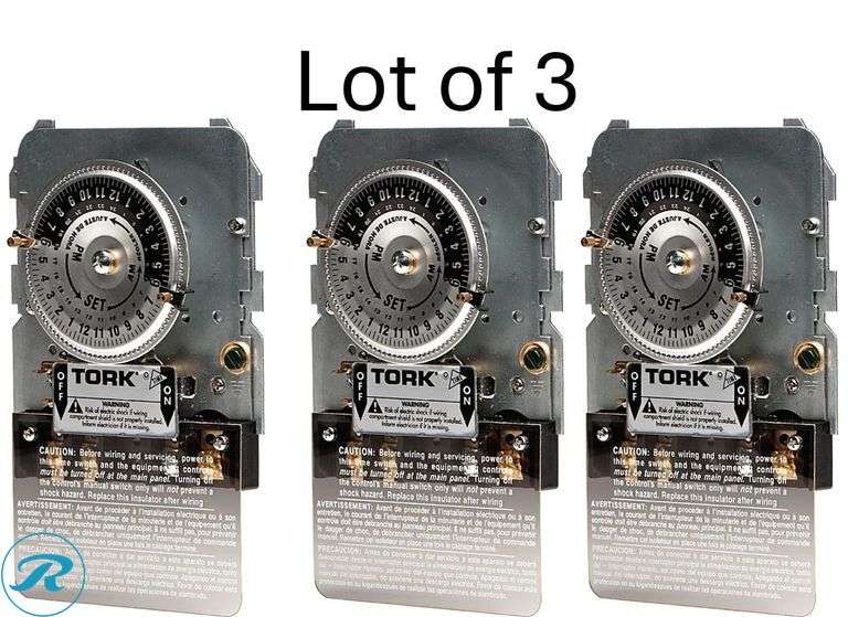 (6) New- (3) TORK 40 -Amps 120/277-volt Indoor Programmable Analog ...