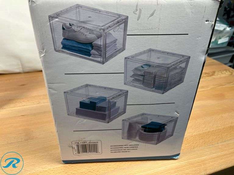 (2) Stackable Shoe Box/Organizer 4-Pack - New - Roller Auctions