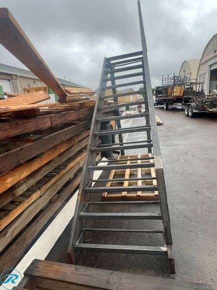 (1) Custom Welded Steel Stair 136" L x 102" H Stringer 12" w 14 steps ...