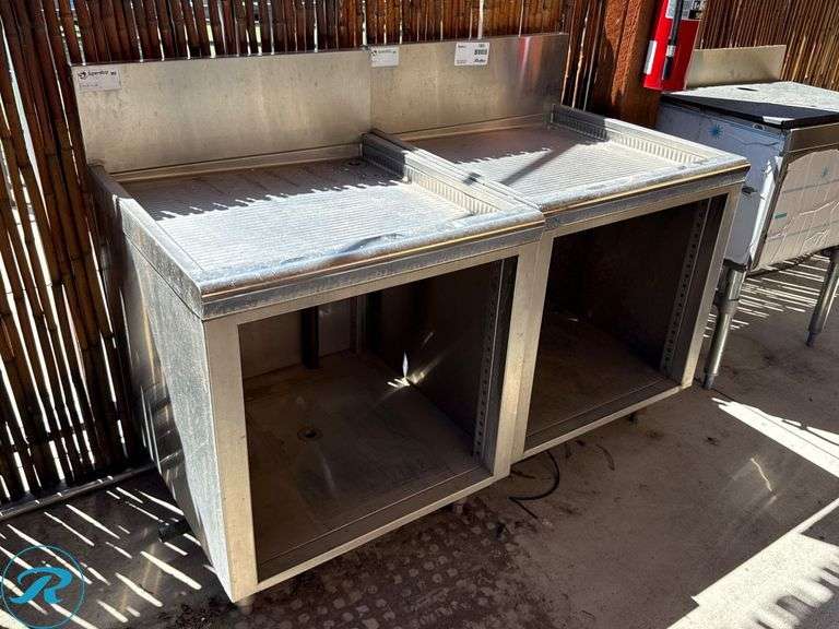 Stainless Steel Advance Tabco SLI-12-24 Ice Bin and (2) Supreme Metal PRCR-19-24 Drainboard ...