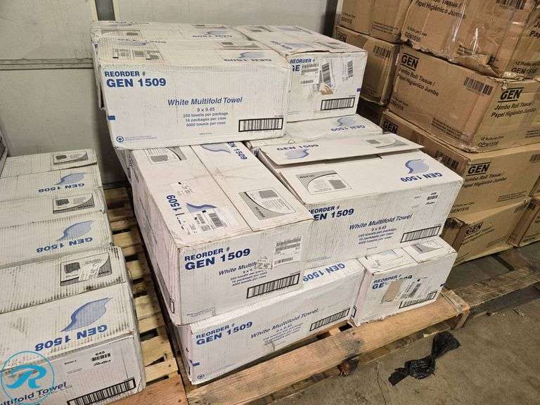 Pallet of GEN 1509 White Multifold Towels – 4000 Towels Per Case ...