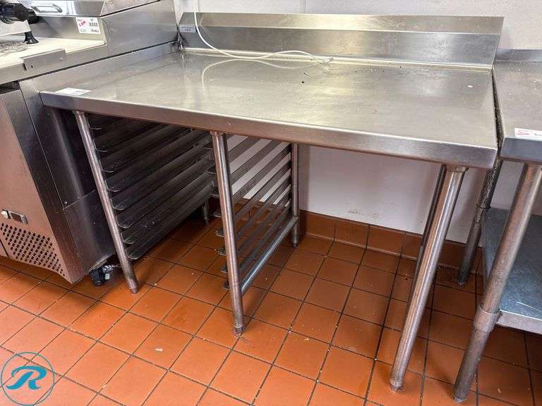 Stainless Steel Work Table with Back Splash and Sheet Pan Slots, 30”x48 ...