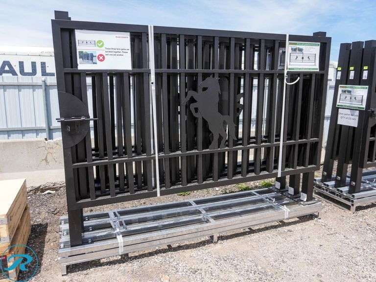 New KJ K2007N 20' Bi-Parting Metal Farm Gates With Mounting Uprights ...