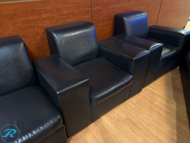 4-Piece Black Leatherette Lounge Seating Set, Including 110 in Sofa and ...