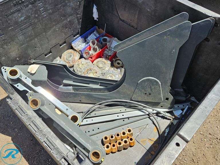 48" x 40" Plaztic Gaylord Crate W/Assorted Hardware Incl. Elgin Sweeper ...