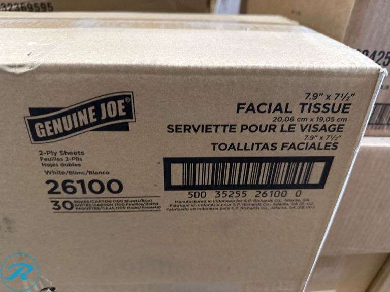 Pallet of Genuine Joe Facial Tissue, 2-Ply, 7.9″ x 7.5″, White - Roller ...