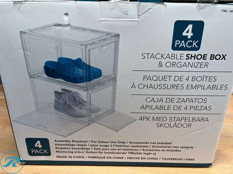 (2) Stackable Shoe Box/Organizer 4-Pack - New - Roller Auctions