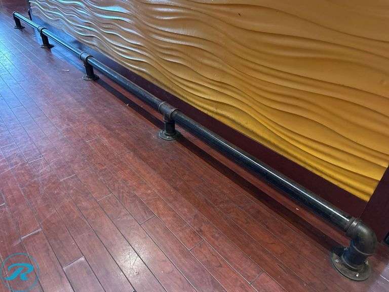 (3) Black Metal Bar Foot Rails with Flange Mounts, Including (2) 315 ...