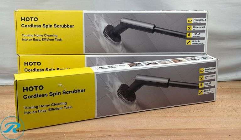 (3) HOTO Cordless Spin Scrubber: 2.5 N·M torque, six brush heads, IPX7 rated - (1) New -(2) Like ...