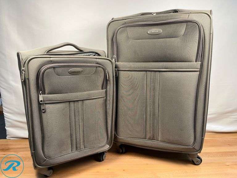Samsonite 2pc Soft Shell Suitcase - Silver - Heavily Used - Roller Auctions