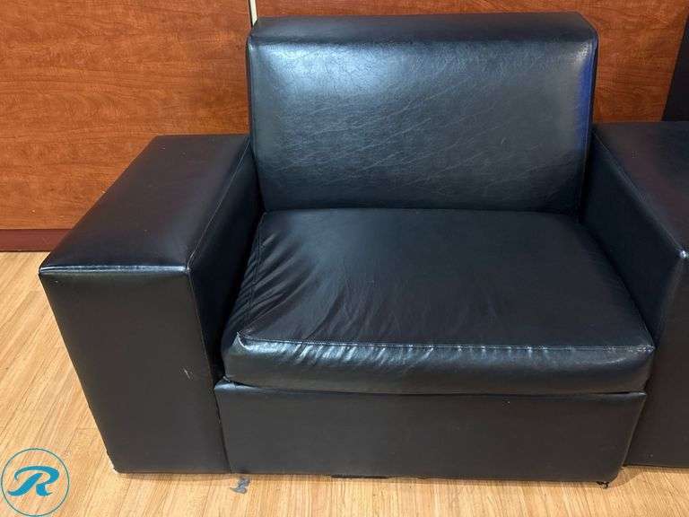 4-Piece Black Leatherette Lounge Seating Set, Including 110 in Sofa and ...