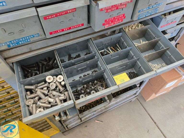 Metal Storage Cabinet with Assorted Fasteners and Hardware - Roller ...