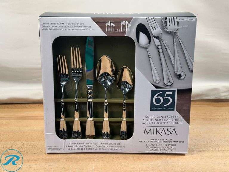 Mikasa, 65 Piece Set, 18/10 Stainless Steel, Silverware Set with Serving Utensils- New - Roller ...
