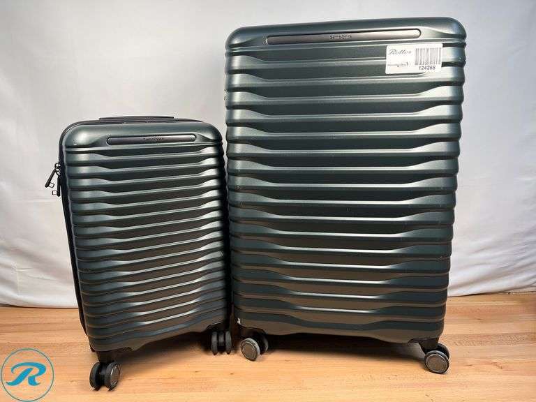 Samsonite 2pc Hard Shell Suitcase - Dark Green - Used - Roller Auctions