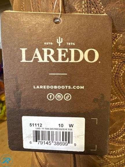 Laredo LAD 51112 Tan Distressed R Toe Leather Boots, Size 10W - Roller ...