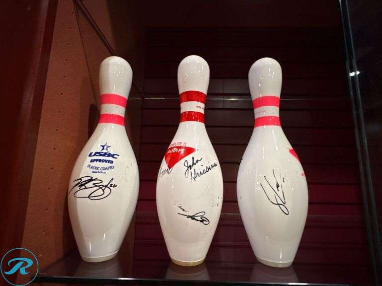 Set of Autographed Bowling Pins and NBA Basketball - Roller Auctions