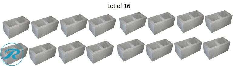 (16) New- 8-in W x 8-in H x 16-in L Cored Concrete Block (Total of 16 ...