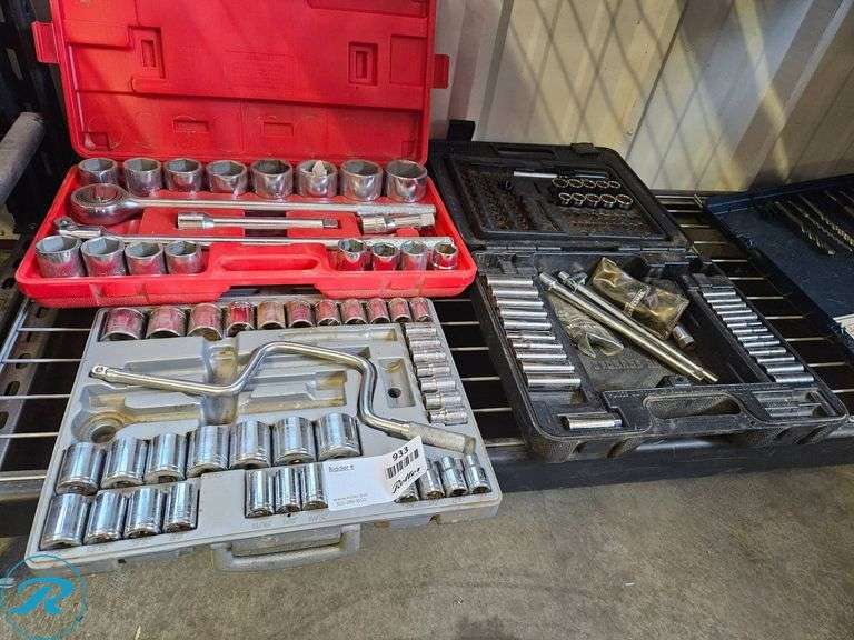 (3) Incomplete Socket Wrench and Tool Sets in Storage Cases - Roller Auctions