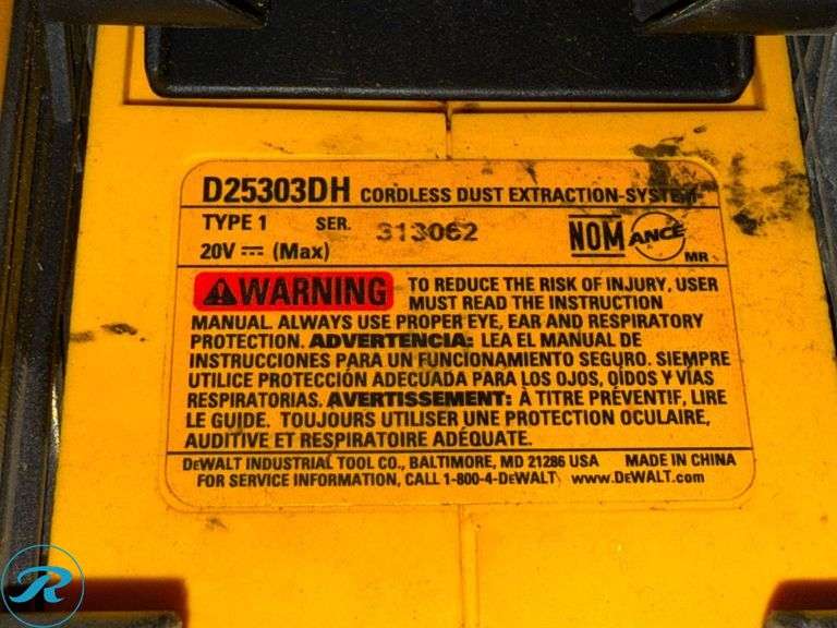 (4) DeWALT Power Tools Including D25203DH Dust Extraction System ...