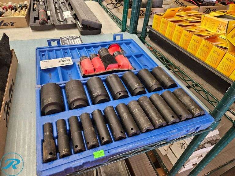 SAE and Metric Impact Sockets with Case in Assorted Sizes - Roller Auctions