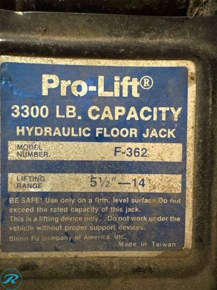 (3) Hydraulic Floor Jacks, Including Shinn Fu Model F-362 and Pro-Lift ...