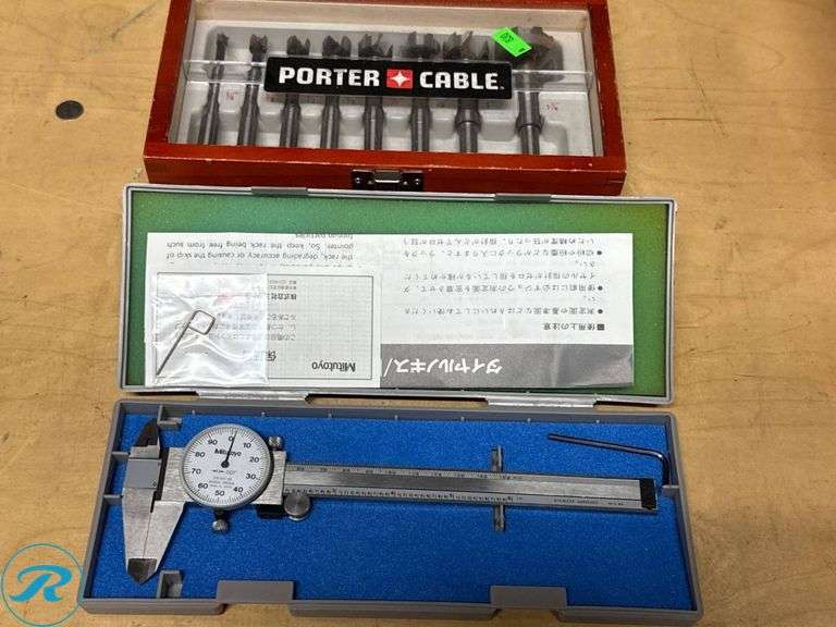 Mitutoyo Dial Caliper and Porter-Cable Router Bit Set - Roller Auctions