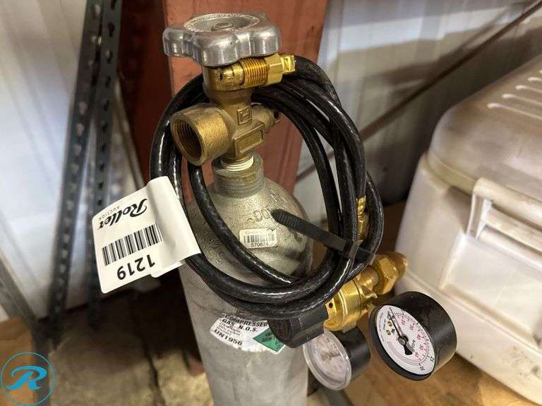 Compressed Gas Cylinder with 75% Argon, 25% Carbon Dioxide and Attached ...