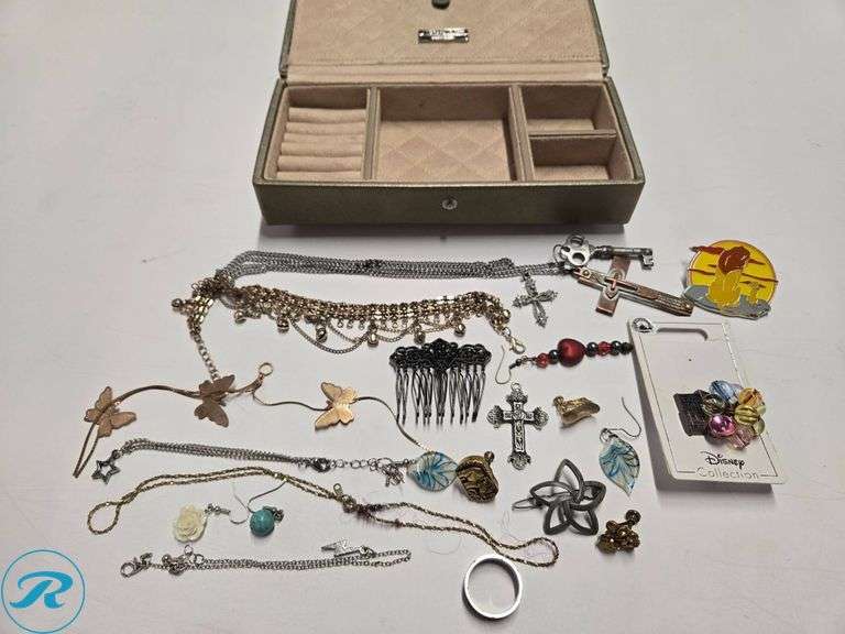 Jewelry Box with LusterLoc Lining and Assorted Costume Jewelry - Roller ...